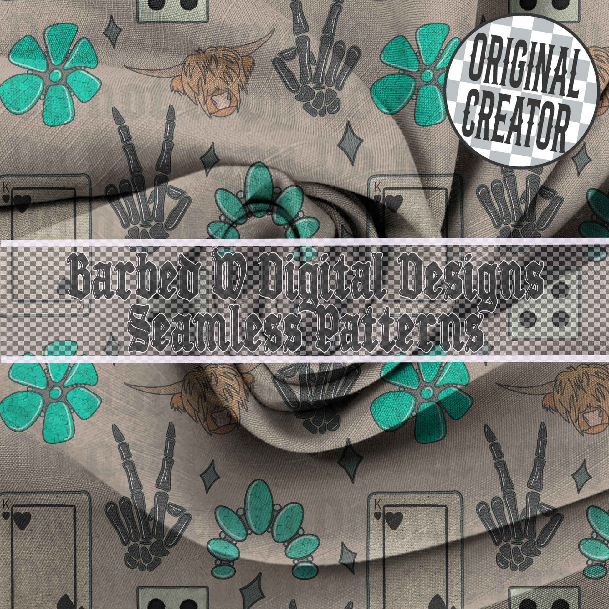 Embroidered Yallternative Seamless Pattern – Barbed W Digital Designs